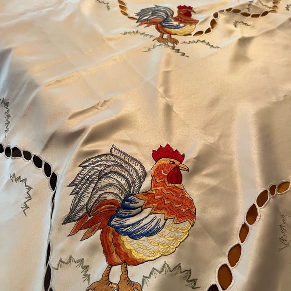 Domestications | Dining | Satin Rooster Chicken Embroidered Tablecloth ...